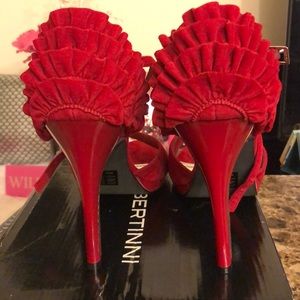 Shoes | Red Open Toe Ankle Buckle High Heel Shoes | Poshmark